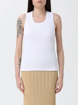 Balmain Logo Embroidered Ribbed Tank Top - White