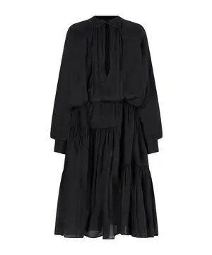 Dries Van Noten Pleated Ramie-mousseline Midi Dress