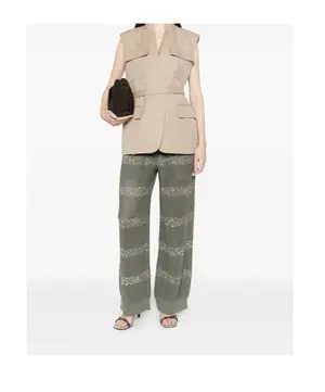 Brunello Cucinelli Sequin Striped Trousers