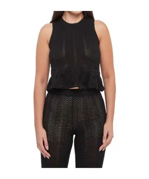 TWINSET Zigzag-knit Peplum Tank Top