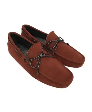 TOD'S Suede Loafers With Tie Detailing - Brown