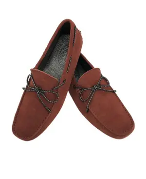 TOD'S Suede Loafers With Tie Detailing - Brown