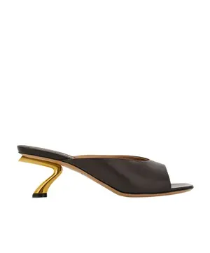 FERRAGAMO Sculptural Heel Mules - Black