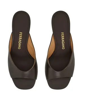 FERRAGAMO Sculptural Heel Mules - Black