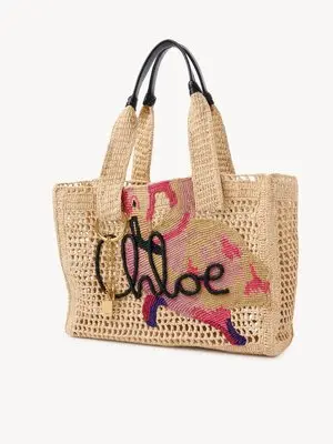 Chloé Raffia And Leather Tote Bag - Nude