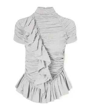 Dries Van Noten Ruffled Cotton-jersey Turtleneck Top