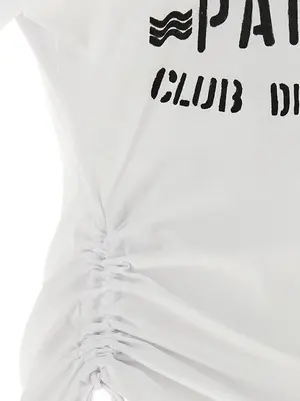 Balmain Club Print T-shirt With Drawstring Detail - White