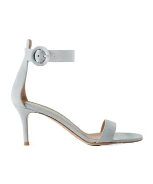GIANVITO ROSSI Suede Ankle Strap Sandals - Gray