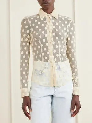 Dries Van Noten Polka-dot Cotton-blend Tulle Shirt