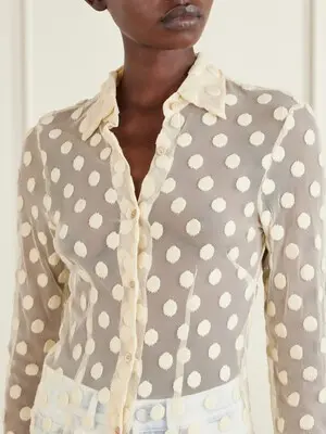 Dries Van Noten Polka-dot Cotton-blend Tulle Shirt