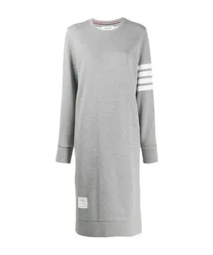 Thom Browne 4-bar Sleeve Sweatshirt Dress - Light Gray
