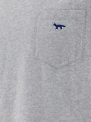 Maison Kitsuné Embroidered-logo Pocket T-shirt - Gray