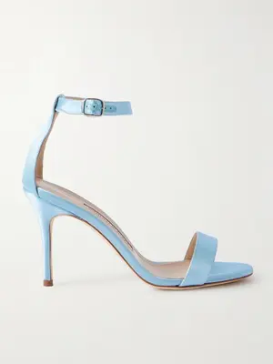 Manolo Blahnik Chaos 90 Satin Sandals - Blue