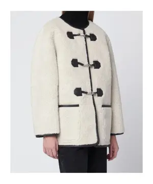 DUNST Toggle-front Sherpa Jacket With Leather Trim