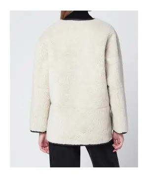 DUNST Toggle-front Sherpa Jacket With Leather Trim