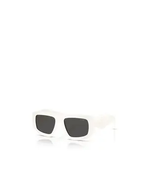 Prada Triangle Logo Geometric Frame Sunglasses - Black