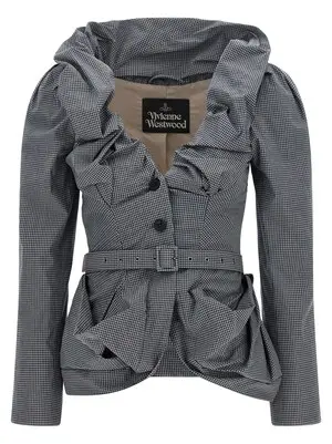 VIVIENNE WESTWOOD Ruched Gingham Blazer - Gray