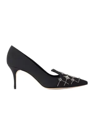 Manolo Blahnik Embellished Crepe De Chine Pumps