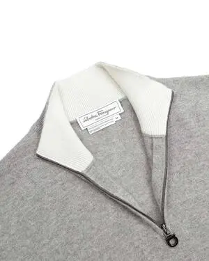 FERRAGAMO Semi-zipper Knit Sweater - Gray