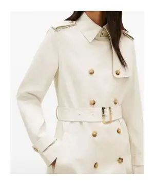 Tommy Hilfiger Double-breasted Belted Cotton Trench Coat - Light Silt