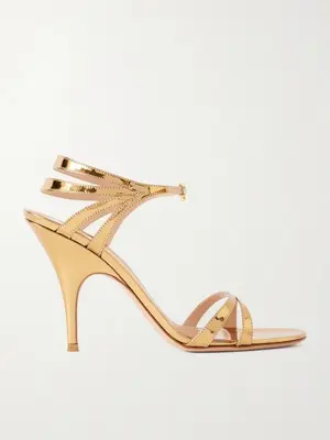 GIANVITO ROSSI Mirrored Leather Sandals - Nude