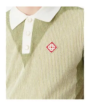 Casablanca Vertical Stripe Knit Polo Shirt