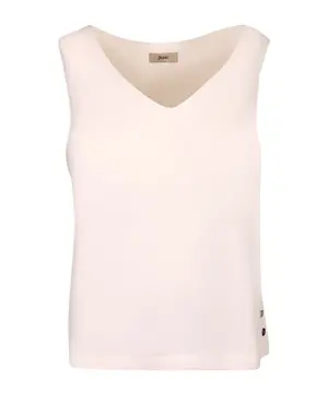 Herno Sleeveless V-neck Top With Silver-tone Hardware - Pink