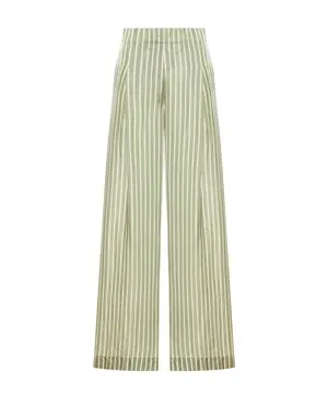 Dries Van Noten Striped Wide-leg Trousers - Green