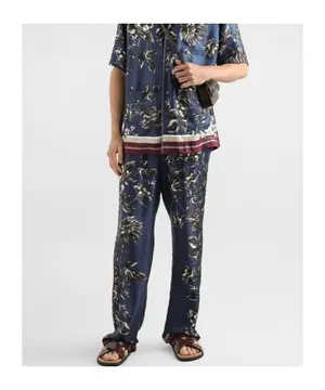 Dolce & Gabbana Peony Print Silk Twill Trousers - Black