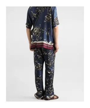 Dolce & Gabbana Peony Print Silk Twill Trousers - Black