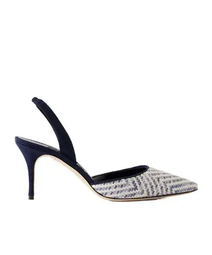 Manolo Blahnik Raffia Slingback Pumps - Black