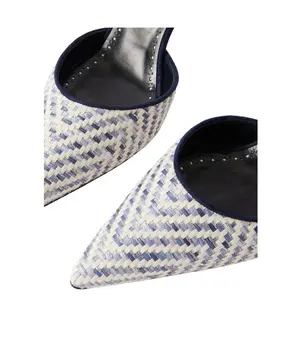 Manolo Blahnik Raffia Slingback Pumps - Black