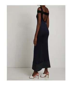 Jacquemus Cut-out Trim Maxi Dress - Navy Blue