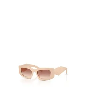 Prada Butterfly Frame Sunglasses With Triangular Logo - Nude
