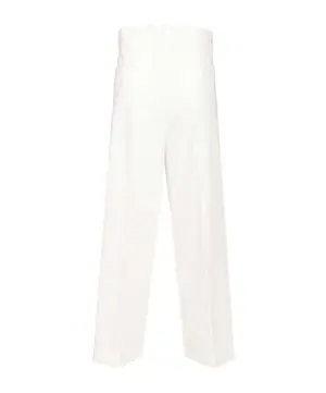 Max Mara Gabardine Tailored Wide-leg Trousers - White