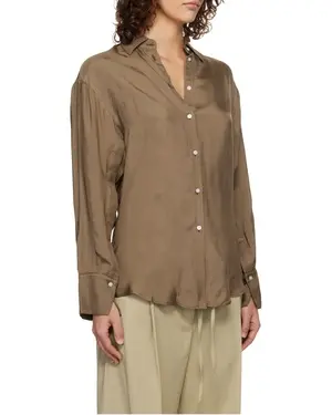 RÓHE Long-sleeved Collared Shirt With Curved Hem