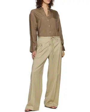 RÓHE Long-sleeved Collared Shirt With Curved Hem