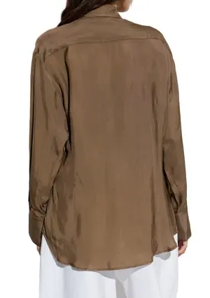 RÓHE Long-sleeved Collared Shirt With Curved Hem