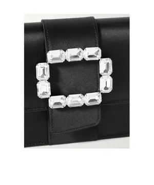 Manolo Blahnik Crystal-embellished Satin Clutch - Black