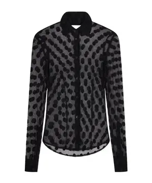 Dries Van Noten Polka-dot Cotton-blend Tulle Shirt - Black