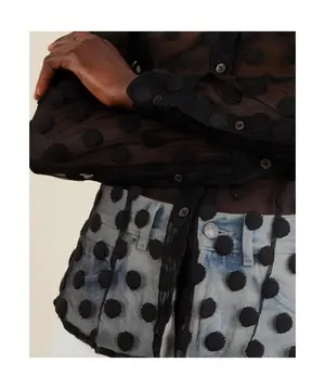 Dries Van Noten Polka-dot Cotton-blend Tulle Shirt - Black
