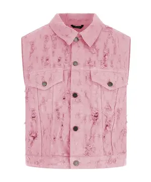 HAIKURE Distressed Denim Vest Jacket
