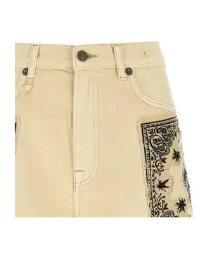 R13 Belt Loop Shorts With Bandana Patchwork