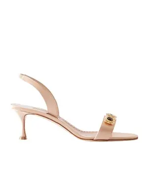 Manolo Blahnik Embellished Satin Slingback Sandals