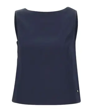 Herno Sleeveless Boat Neck Top With Bow Detail - Blue
