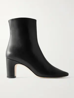 Manolo Blahnik Square-toe Side-zip Leather Ankle Boots