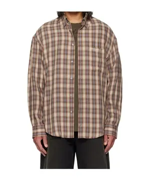 WOOYOUNGMI Plaid Long-sleeved Shirt - Brown