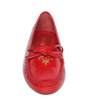 Prada Patent Bow Ballet Flats - Red