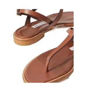 Manolo Blahnik Leather Slingback Sandals - Brown