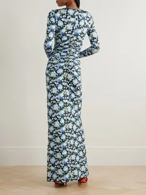 Carolina Herrera Pleated Print Maxi Dress